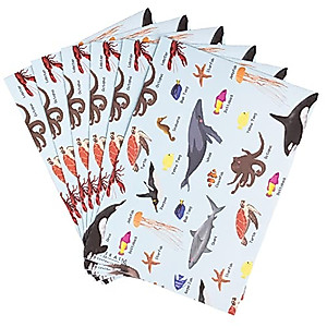 CENTRAL 23 - Wrapping Paper for Boys - 6 Sheets of Gift Wrap for Girls - Ocean Animals - Whale Dolphin Turtle Shark - Cute Blue Birthday Gift Wrap for Kids - Made in the UK