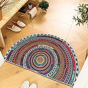 Home Half Round Door Mat Bohemian Style Indoor Welcome Doormat Outdoor Carpet Entrance Rug Living Room Bedroom Entrance Mat Bohemian Morocco Mystic Mandala Style Rugs…