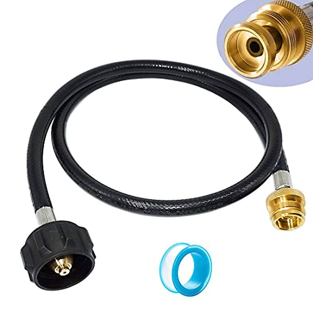 GCBSAEQ 4FT Propane Adapter Hose 1lb to 20lb Propane Tank Hose 1lb Adapter Converter for Portable Appliance Coleman Camping Stove, Buddy Heater, Tabletop Gas Grill