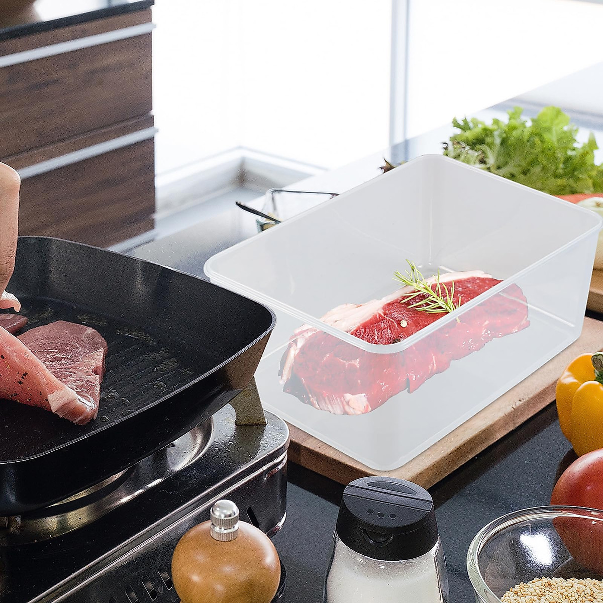 Dehouse 15 L Airtight Rectangular Food Storage Container with Top Handle, Set of 4 Plastic Clear Food Storage Container with Latch Clip