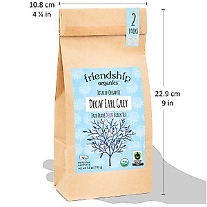 Friendship Organics Decaf Earl Grey Tea Bags, Organic and Fair Trade 36 Count