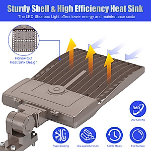 8Pack 400W LED Parking Lot Light Dusk to Dawn Outdoor Lighting Arm Mount 56000LM IP65 UL & DLC Commercial Light for Street Stadium Tennis Court 5000K (100-277VAC Input), LED Shoebox Light