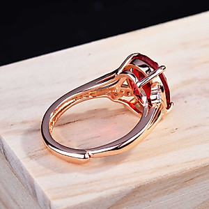 Ladies Oval Rubellite Gemstone Open Ring in Sterling Silver Emerald Ring Women's Classic Luxury Jewelry 3 Carat Full Cushion Cut Eternity Engagement Wedding Ring 580 (Red)