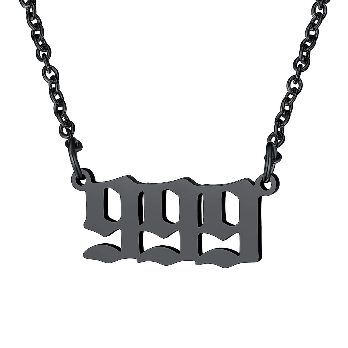 FindChic Dainty Black Angel Number Necklace for Women Men Stainless Steel Numberal 999 Pendant Jewelry Gift for Daughter Mom Wife Girlfriend