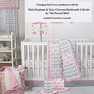 Pink Elephant Print Cotton Changing Pad Cover by The Peanut Shell