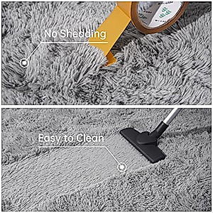Toneed Ultra Soft Area Rug for Bedroom, 4 x 6 Feet Fluffy Rug Furry Plush Throw Rug Fuzzy Shaggy Indoor Carpet for Living Room Kids Room Nursery Dorm Home Decor, Grey