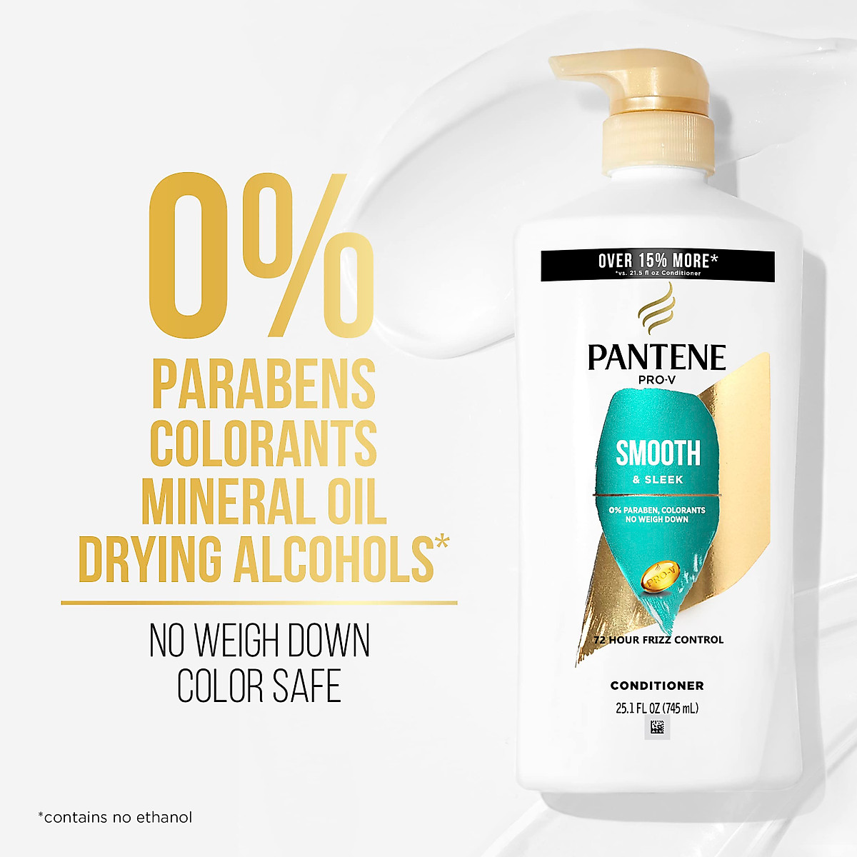 PANTENE PRO-V Smooth & Sleek Conditioner, 25.1 oz, Twin Pack and Intense Rescue Shot Treatment 0.5 oz for dry hair