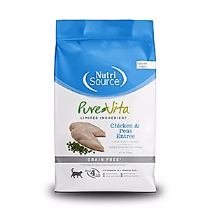 NutriSource Pure Vita Grain-Free Cat Food, Made with Chicken and Peas, 15LB, Dry Cat Food