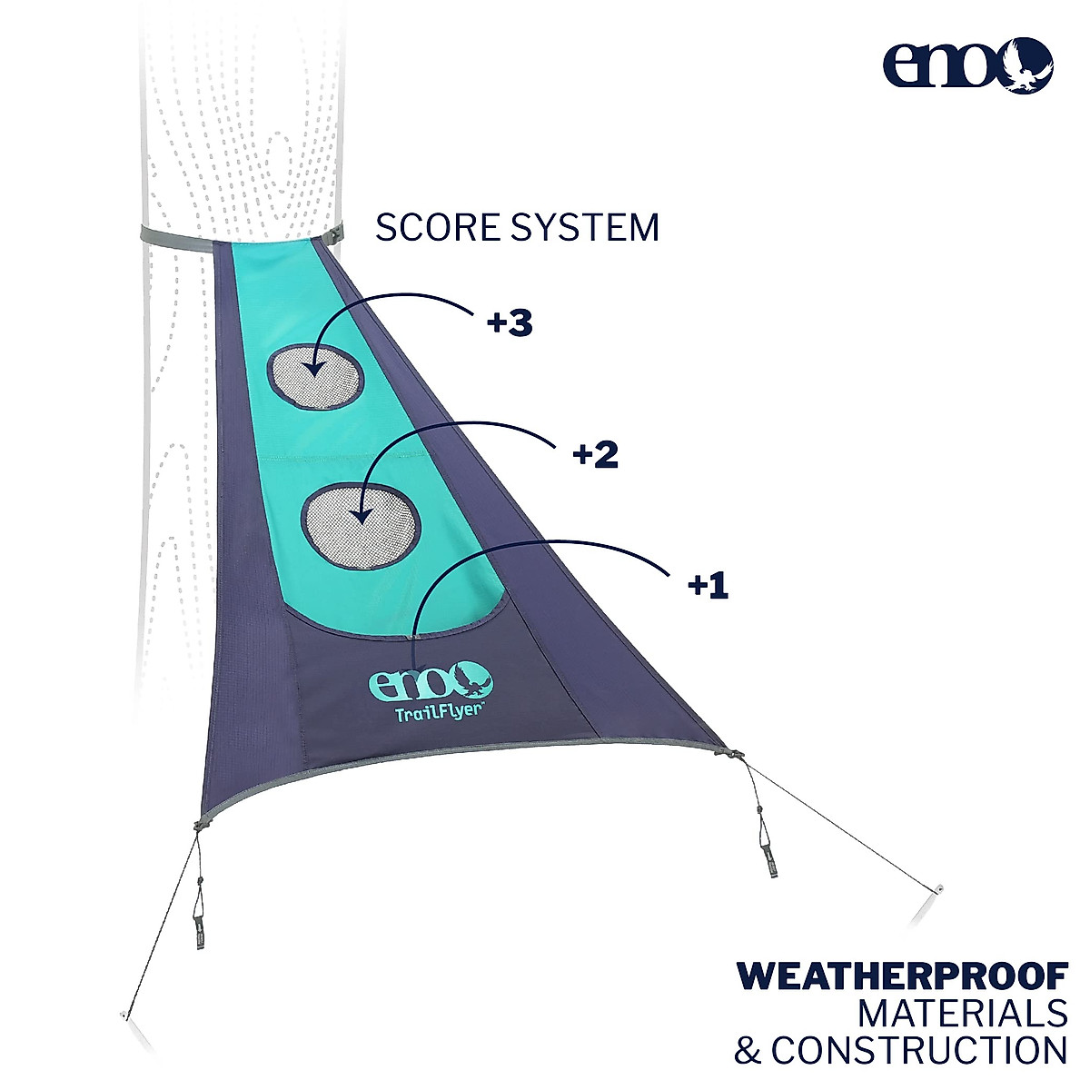 ENO - TrailFlyer Outdoor Game - Outdoor Accessories for Hiking, Camping, Beach, and Festivals - Navy/Seafoam