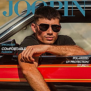 Joopin Rectangular Polarized Sunglasses for Men, Al-Mg Metal Frame Military Pilot Sun Glasses Driving UV Protection, Lightweight Shades for Men (Black)