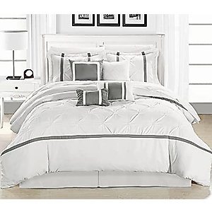 Chic Home 8 Piece Vermont Comforter Set, King, White
