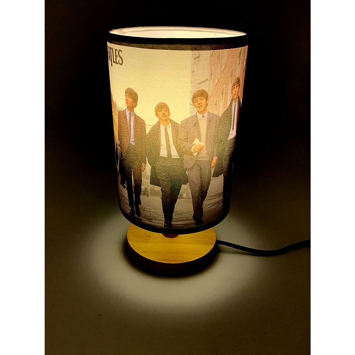 Table Lamp Bedside Night Light Beatles Wood Base Room Decoration or Great Gift Ideas