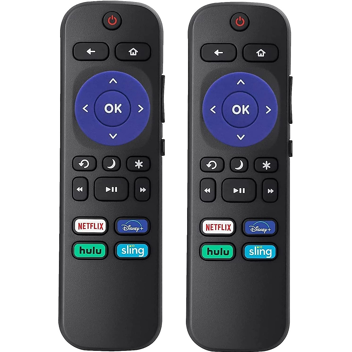 Replacement Remote Control for Onn Roku TV/TCL Roku TV/Element Roku TV/Hisense Roku TV Remote with Netflix Disney Plus HULU Sling【Only Works with Roku TV, Not for Roku Stick and Roku Box】 2 Pack