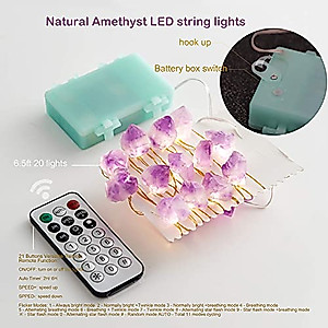 Nature Amethyst Crystal String Lights for Bedroom 6.5FT 20LEDs USB/Battery Operated Grape Crystal Light Pure Purple Fairy Lights Plug in for Natural Life Cute String Lights for Office