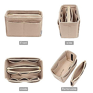Himai Purse Organizer Insert, Bag Organizer, Bag in Bag, Perfect for Speedy Neverfull and More, 5 Size (Large, Beige)