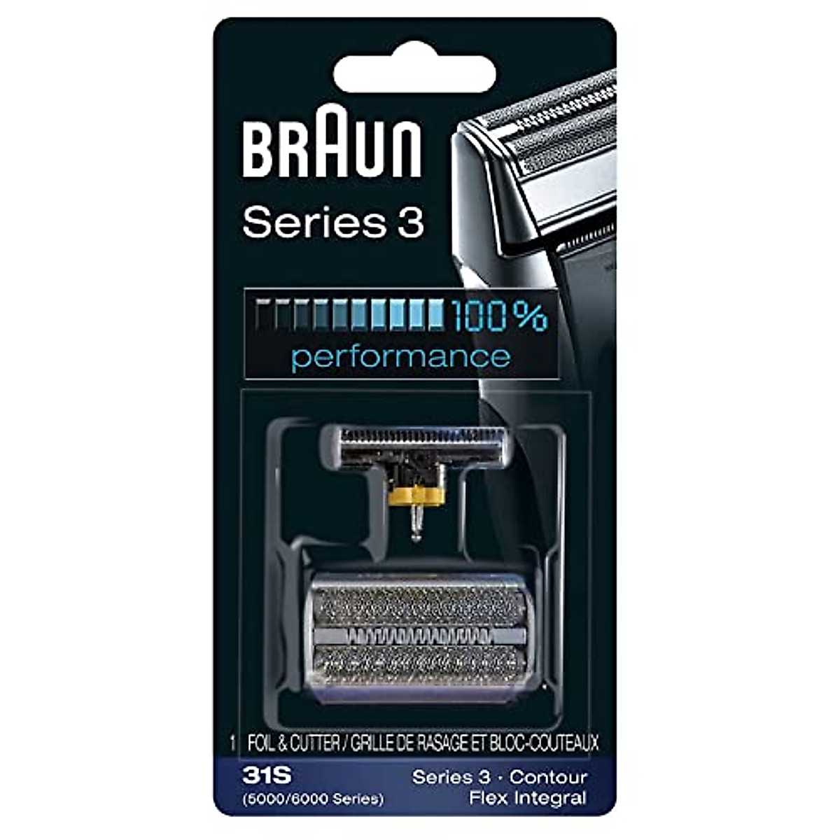 31S BRAUN 5000/6000 Series Contour Flex XP Integral Shaver Foil & Cutter Head Replacement Combi Pack Silver Color