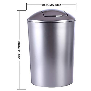 HMANE 6.5L Swing Lid Trash Can,Wastebasket Dustbin Garbage Bin with Swing Top - (Silver)
