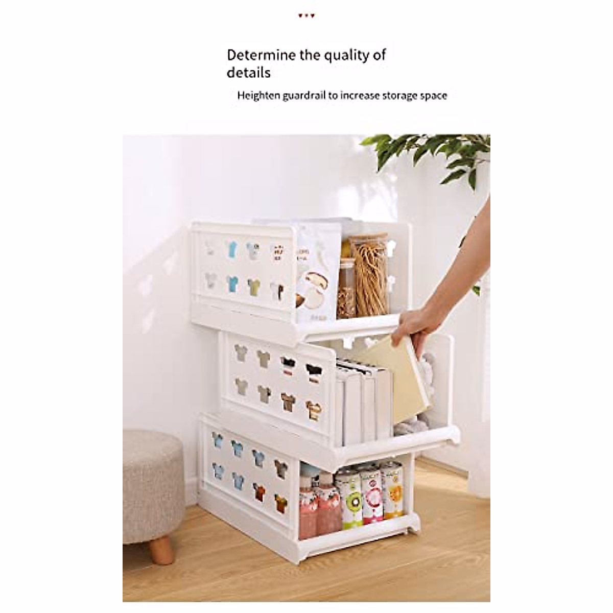 ﻿Folding Wardrobe Storage Box 2-Pack Plastic Drawer Organizer Stackable Shelf Baskets Cloth Closet Containers Bin Cubes ,Home Laundry Fold Pull Out Drawer Dividers for Clothes