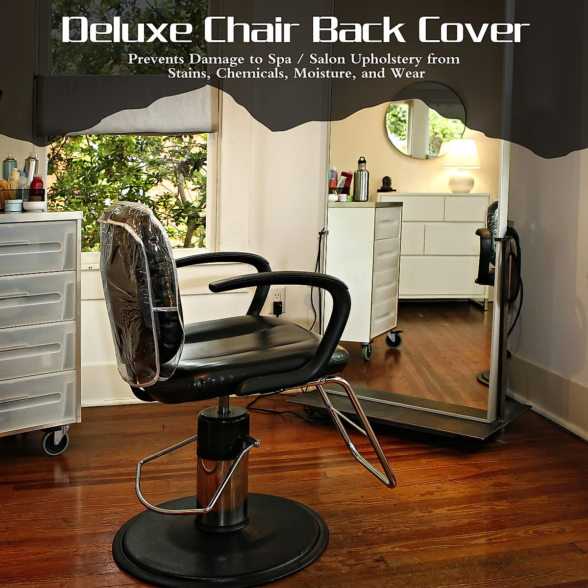 3 Pieces Chair Back Cover Plastic Clear Salon Chair Back Cover Fits Most Standard Chairs Prevent Stains Deform Wear for Barber Shop Salon Office Movie Theater Home 21.5 x 16 x 4.5 Inch (White, Square)