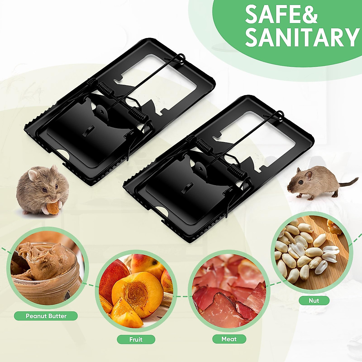 24 Pcs Classic Metal Rat Traps Reusable Rat Trap Humane Rat Traps Effective Snap Rat Trap That Work for Rat Mice Voles and Small Rodents Control (Black)