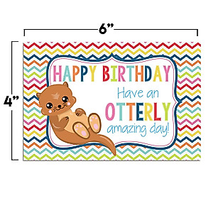 Adorable Otter OTTERLY Amazing Day Birthday Pun Themed Single (1) All Occasion Blank Birthday Card To Send To Friends & Family, 4"x 6" (when folded) Fill In Greeting Note Card by AmandaCreation