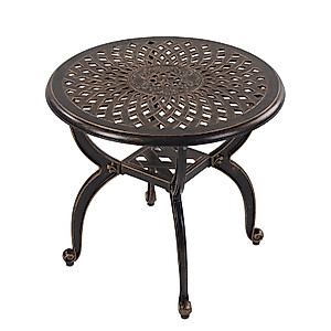 C/G Outdoor Side Tables,Cast Aluminum Patio End Tables,Anti-Rust Coffee Table for Garden Patio Lawn (Round-end Tables, Copper)