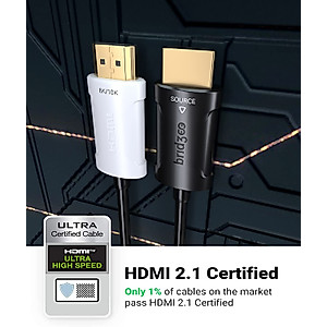 BRIDGEE HDMI 2.1 Cable [Certified] 24.6ft, 48Gbps Ultra High Speed Fiber Optic HDMI Cable(8K@60Hz,4K@120Hz), Support eARC,HDCP 2.3,Dolby Atoms,Compatible with PS5,Blu-ray Player,8K TVs …