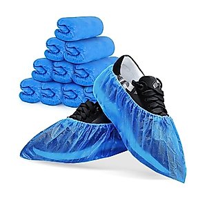 Shoe Covers Disposable -100 Pack（50 Pairs） Disposable Shoe & Boot Covers Waterproof Slip Resistant Shoe Booties, Durable Boot & Shoes Cover, One Size Fits All (CPE Plastic)