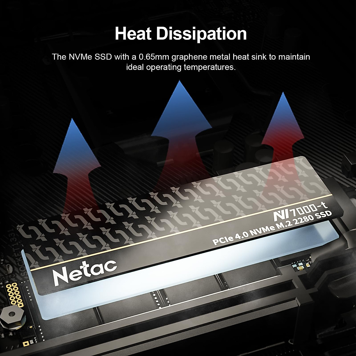 Netac 1TB PCIe Gen4x4 M.2 SSD Up to 7,300 MB/s NVMe Internal SSD with Aluminum Heatspreader High-Performance Storage for Desktop and Laptop PCs Works with PS5, NV7000-t