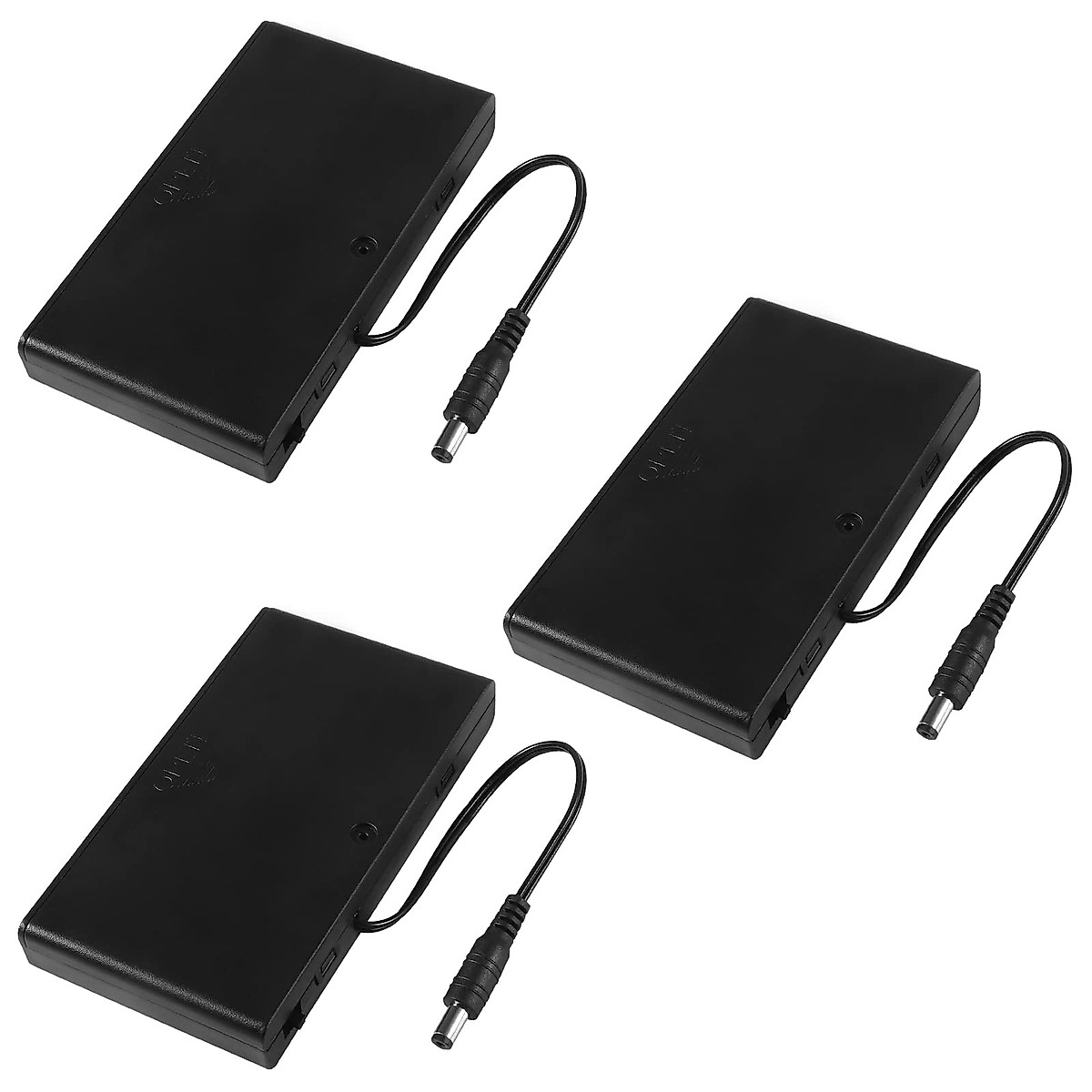 Aobao 3pcs 8x1.5V 12V AA Battery Holder Case Box with DC 5.5x2.1mm Male Connector Wired ON/Off Switch with Cover