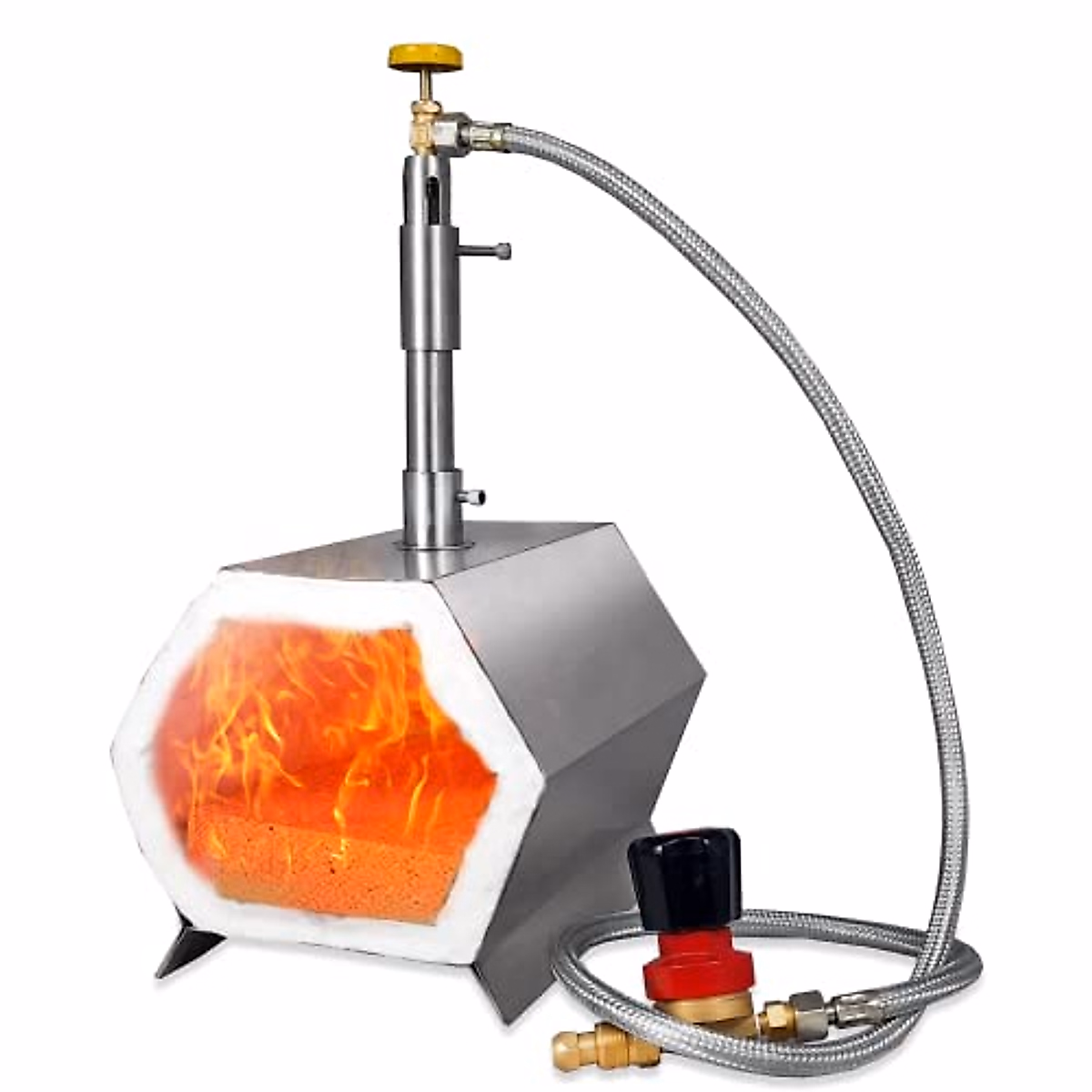 FEBTECH Portable Propane Blacksmith Forge Single Burner, Blacksmithing Forge Kit for Knife Making Professionals Artists Hobbyists Farrier Forging Blacksmith Tools Equipment - Hexagonal Shape Forge