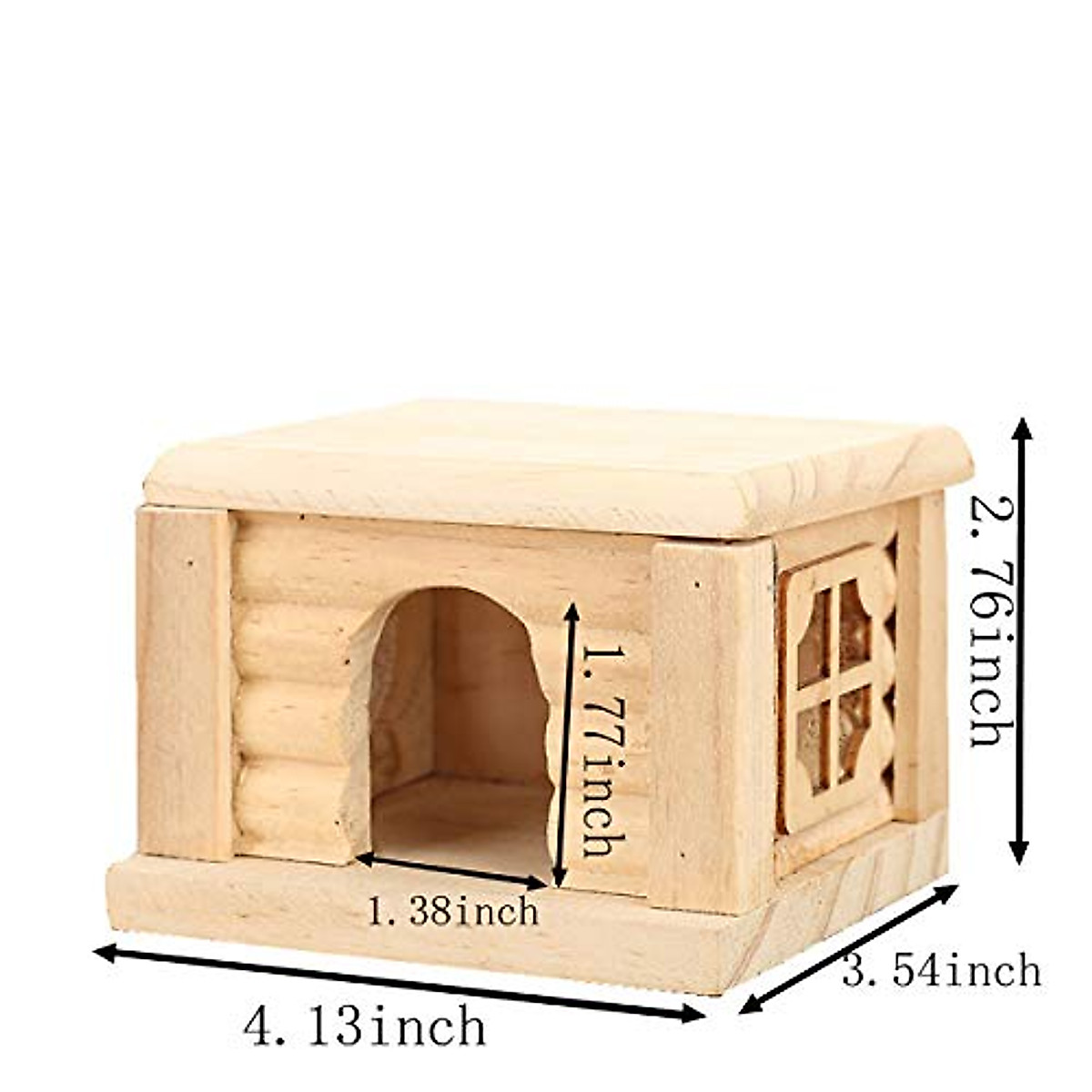 Wooden Hamster Chew House Tunnel Hut Hideout Molar Toy for Small Animal Dwarf Rat Mouse Gerbil Chinchilla Guinea Pig (House & Tunnel 2 Pack)