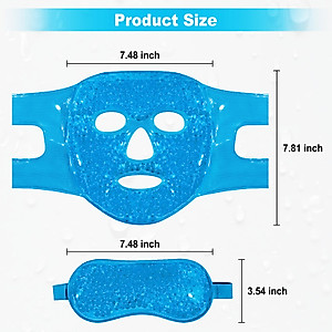 2pcs Gel Beads Face & Eye Masks Kit Hot/Cold Mask Cooling Ice/Heat Facial Eye Pack Therapy for Puffy Eyes, Migraines, Headaches, Pain Relief with Soft Back Reusable Gift