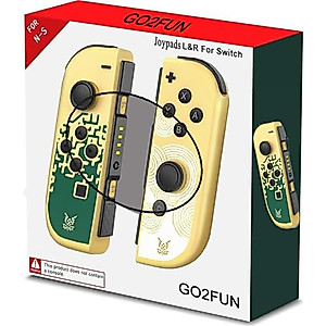 Go2fun Joypads Controller Compatible with Nintendo Switch,Replacement L/R Joypad Controllers with Dual Vibration,Support Wake-up/Motion Control,No NFC(Zelda Tears of The Kingdom Gorgeous Gold)