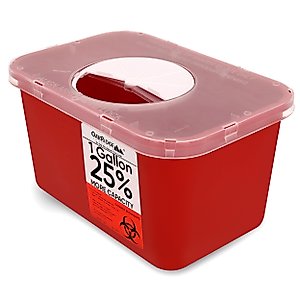 Oakridge Products Large Sharps Container for Home Use and Professional 1 Gallon (1-Pack), Biohazard Needle and Syringe Disposal, Rotating Lid, CDC Certified