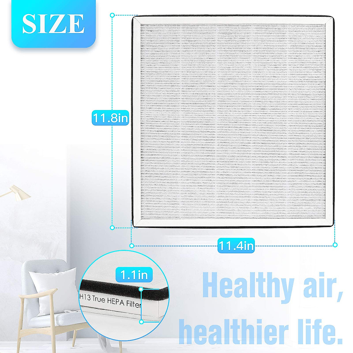 APPLIANCEMATES Vital 100 True HEPA Replacement Filters Compatible with LEVOIT Vital 100 & Vital 100-RF, True HEPA and High-Efficiency Activated Carbon Filters Set