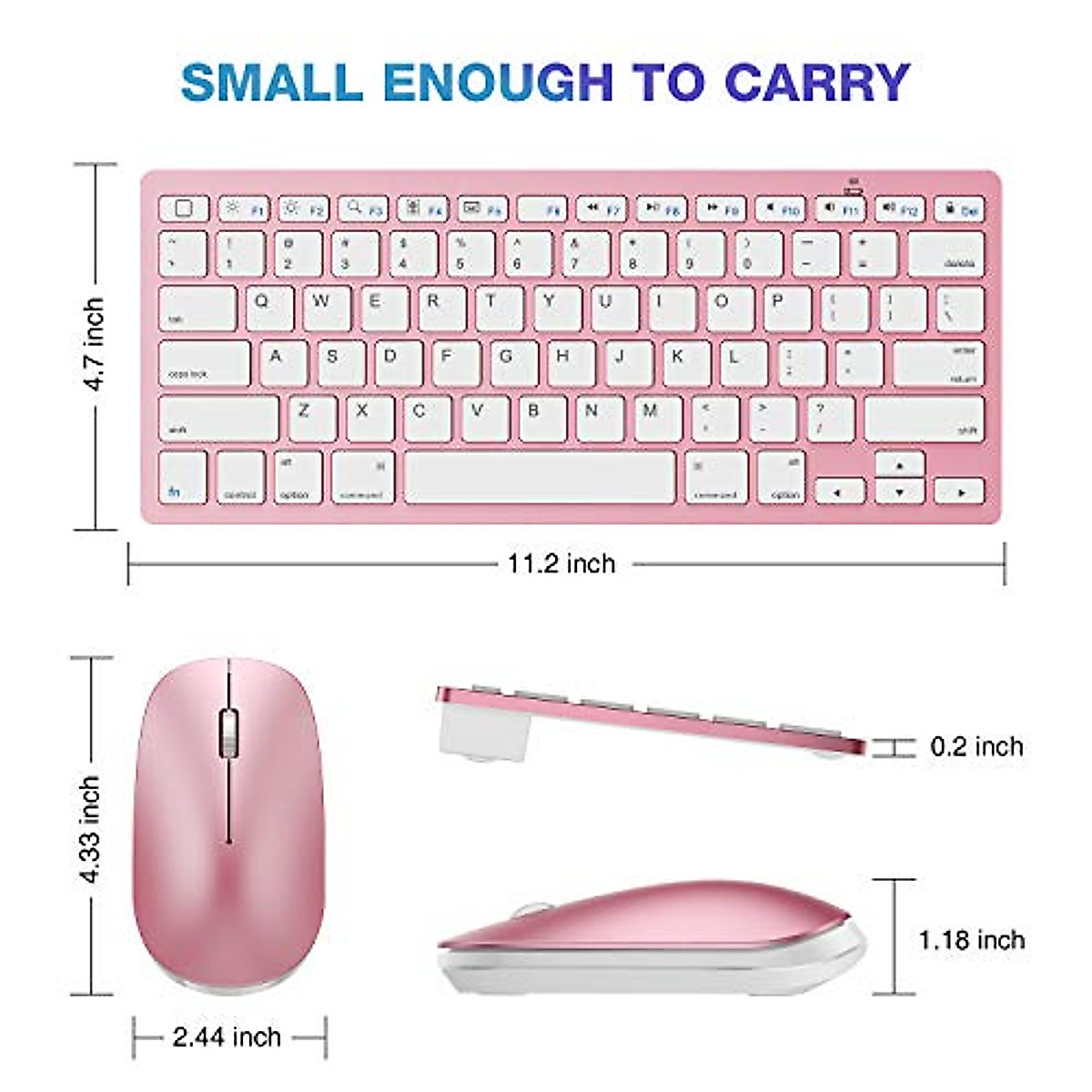 Bluetooth Keyboard and Mouse for Mac, OMOTON Ultra-Slim Keyboard and Mouse Combo, Wireless Keyboard and Mouse for MacOS, MacBook Pro/Air, iMac, Mac Mini, Laptop and PC (Rose Gold)