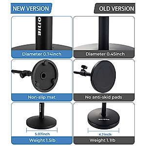 BILIONE Upgraded Desktop Microphone Stand, Adjustable Mic Stand Desk with Pop Filter, Shock Mount, Microphone Clip, 5/8" to 3/8" Metal Screw Adapter