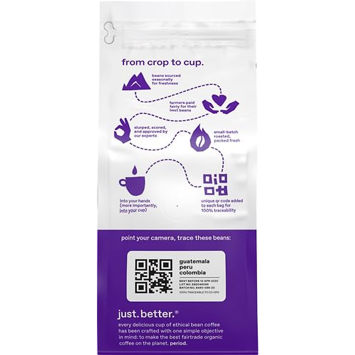 Ethical Bean Fairtrade Organic Coffee, Lush Medium Dark Roast, Whole Bean Coffee (12 Oz Bag), Lush Medium Dark Roast, 0.75 Lb