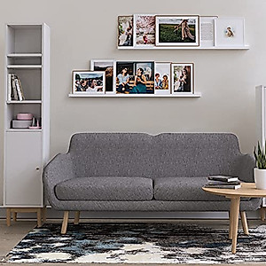 Wallniture Denver 46 Inch White Floating Shelves for Wall Decor, Narrow Picture Ledge Shelf Set of 2, Wood