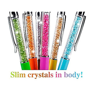 MengRan® Bling Bling Slim Crystal Diamond pens ink Ballpoint Pens,Black ink,(Pack of 12)