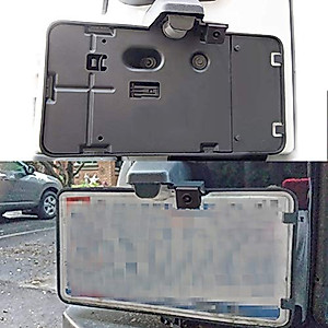 EWAY Safety Backup Rear View Camera for Jeep Wrangler 2007-2018 Reverse Reversing License Plate Camera & for Jeep Wrangler JK Backup Camera Video in-Dash Radio Wire Input Harness AV Plug to Display