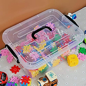 Idomy 8 L Plastic Storage Latch Box, Clear Containers with Lids, 2-Pack