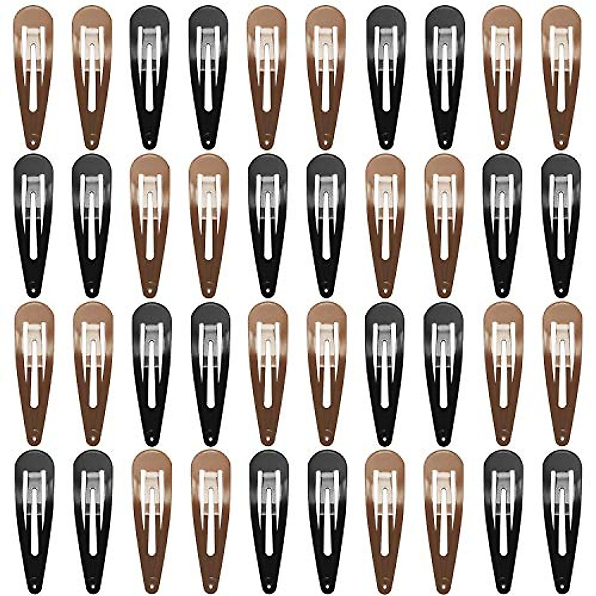 Women Hair Clips, Funtopia 40 Pcs 7cm / 2.8 Inch Long No Slip Metal Hair Clips Large Snap Hair Clips Barrettes Hairpins for Thick Hair (Brown, Black)