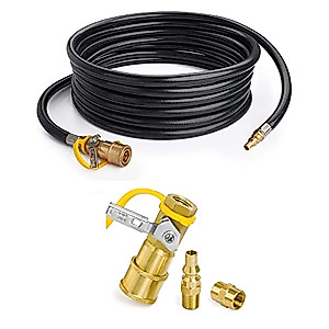 GASPRO 20 Feet Propane Quick Connect Hose, and 1/4 Inch RV Propane Quick Connect Fittings, Connect Propane Grill to Camper, Trailer and RV, Low Pressure