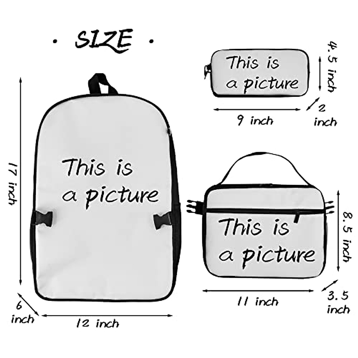 Orerered 3D Anime Print Backpack with Lunch Bag Set Kid's Casual Book Bag