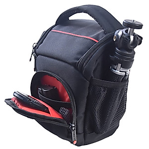 FOSOTO DSLR SLR Compact Camera Bag Compatible for Nikon D5100 D5300 D90 Canon T4 T5 600D 650D Panasonic Lumix FZ80 Sony Fujifilm with Waterproof Rain Cover