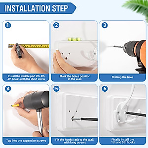 FANYITY Farmhouse Coat Rack Wall Mount with Pine Wood Planks and 5 Triple Hooks for Hanging Jackets and Coats, Coat Hanger Wall Mount for Hallway Entryway (Coat Rack-White)