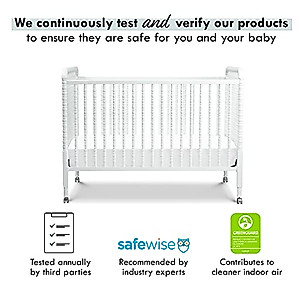 DaVinci Jenny Lind 3-in-1 Convertible Crib in White, Removable Wheels, Greenguard Gold (Mattress Not Included)