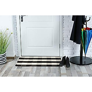 Buffalo Plaid Checkered Rug by SGallerie - Black & White Washable Woven Mat - Decoration for Indoor & Outdoor - Decor for Entryway, Patio, Kitchen, Bedroom, Bathroom and Dining Room